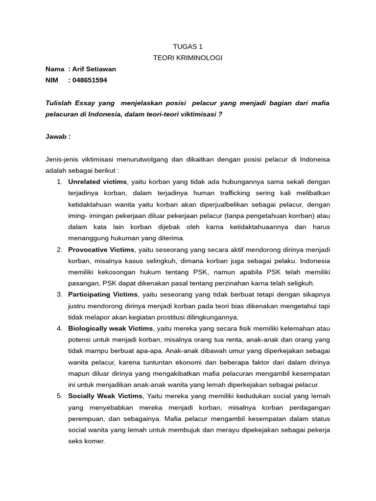 Tugas 1 Teori Kriminologi | PDF | Politik | Ilmu Sosial