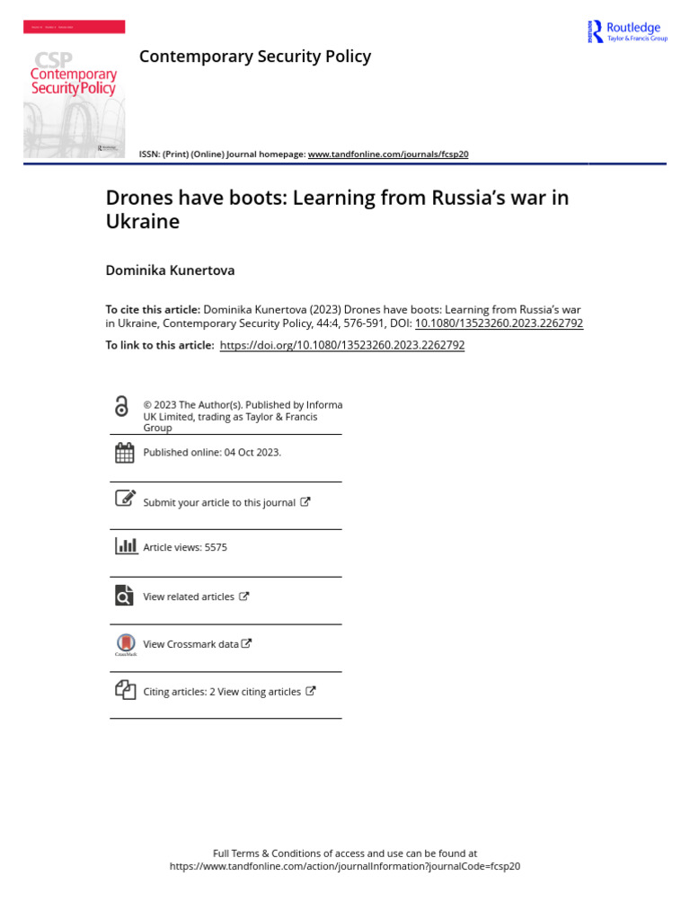 Drones Have Boots Learning From Russia S War in Ukraine | PDF ...