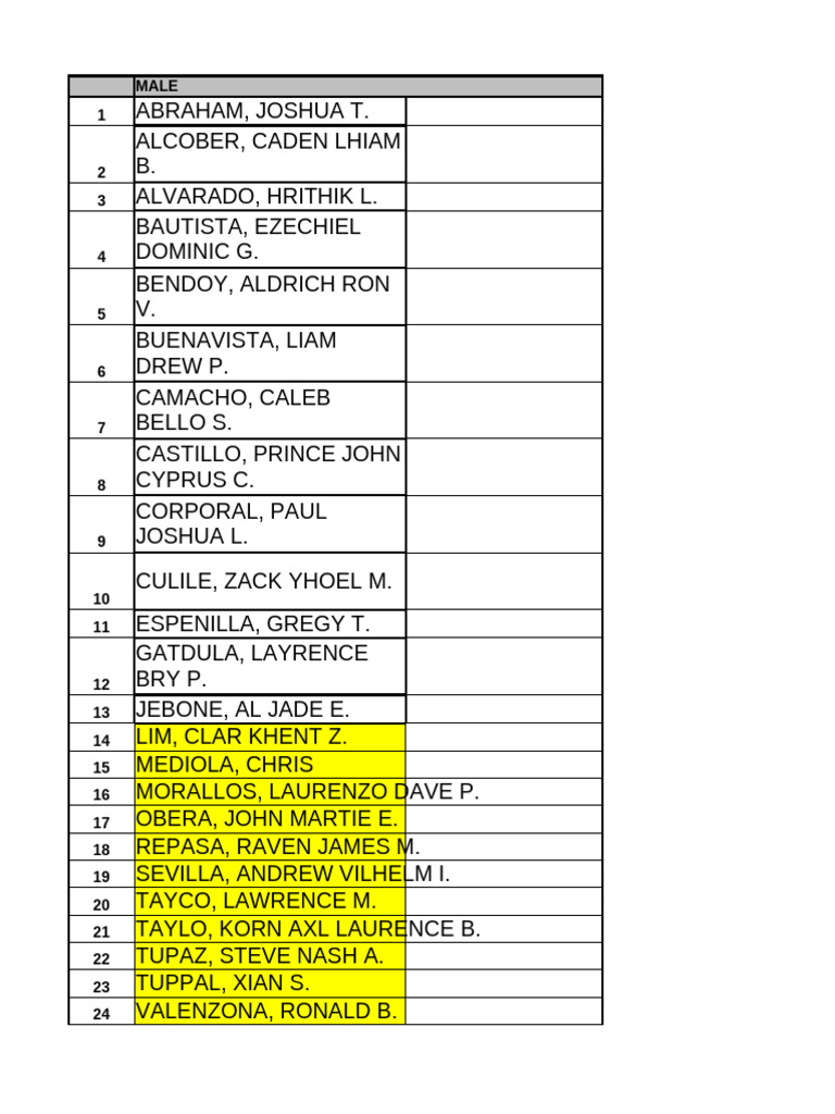 Male - Incomplete Performance Task | PDF