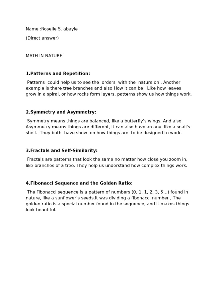 Math Patterns in Nature Explained | PDF
