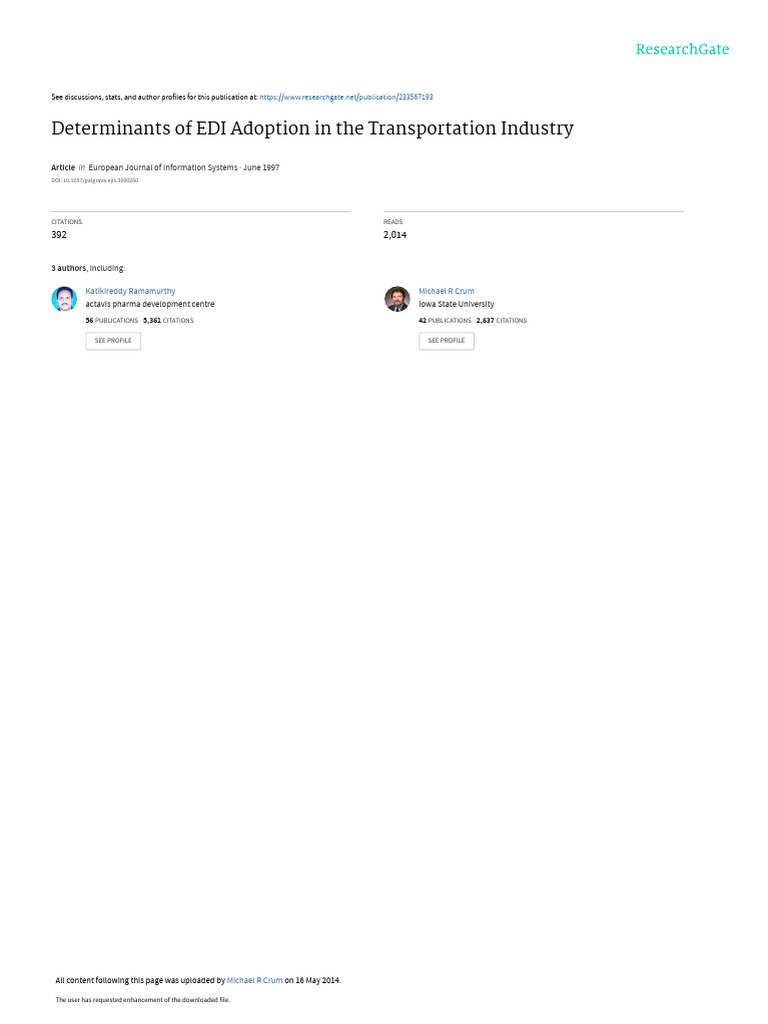 Determinants of EDI Adoption in The Transportation Industry | PDF ...