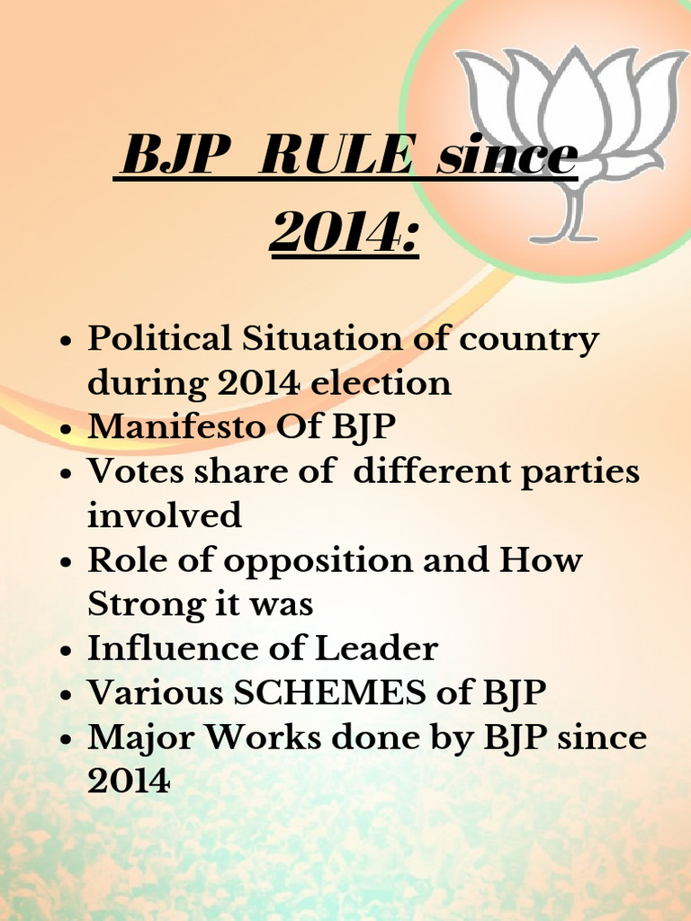 Template For BJP RULE Since 2024 Political Situation of Country During 2014 Election Manifesto ...