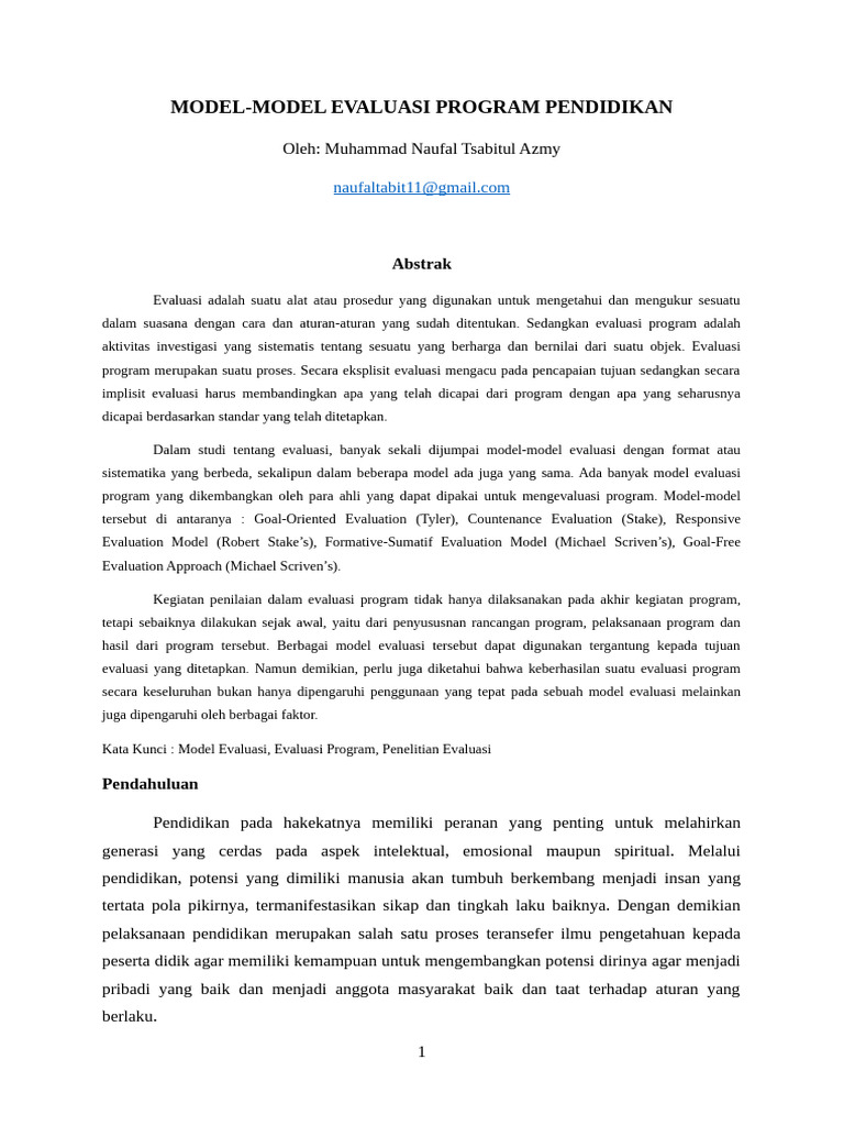 Model-Model Evaluasi Program Pendidikan | PDF