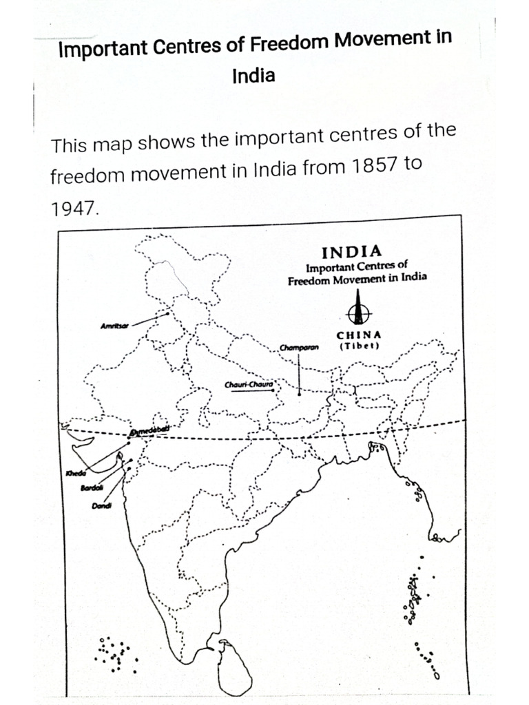 Map 3 - Important Centres of Freedom Movement in India SOCIAL SCIENCE X ...
