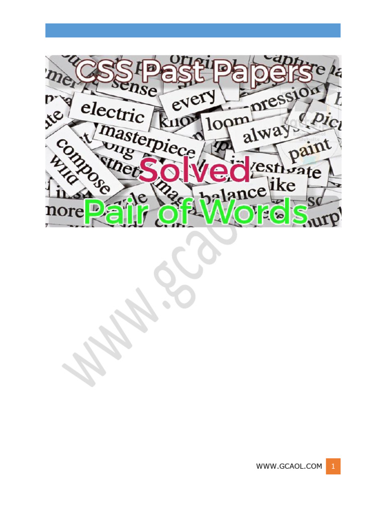 CSS Solved Pair of Words 1972 2017 DO THES | PDF | Language Arts & Discipline