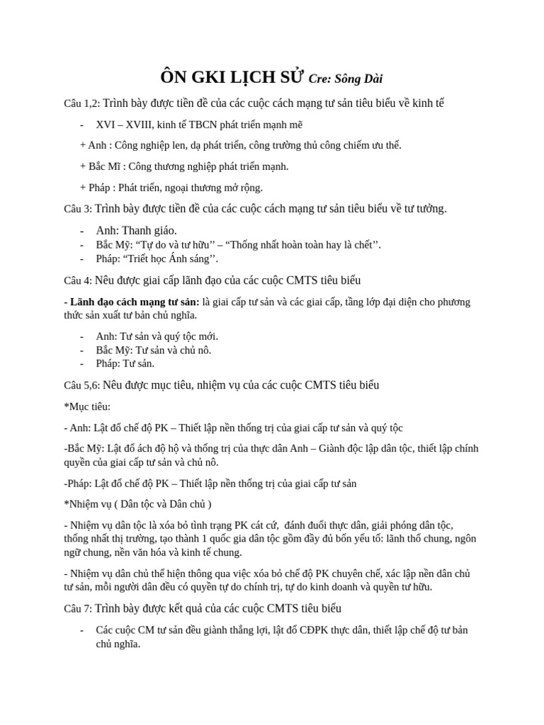 Đề cương sử 11 GKI | PDF