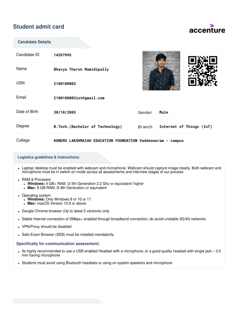 Student Admit Card and Guidelines | PDF | Privacy | Employment