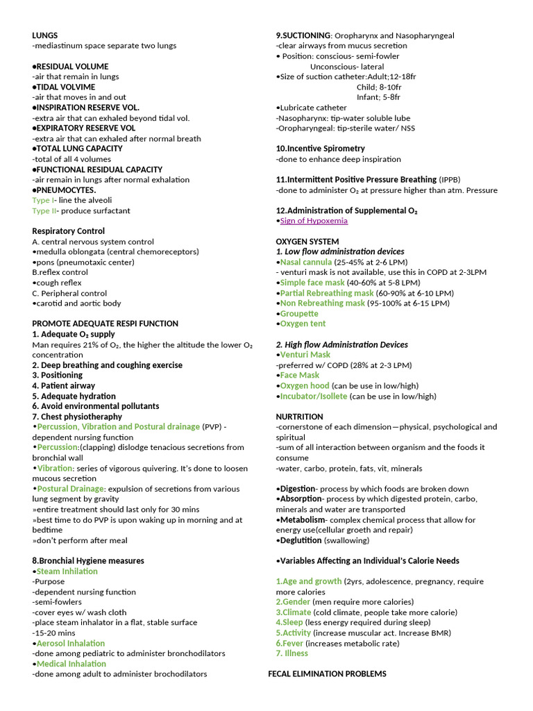 FUNDA-LEC-reviewer | PDF | Exhalation | Lung
