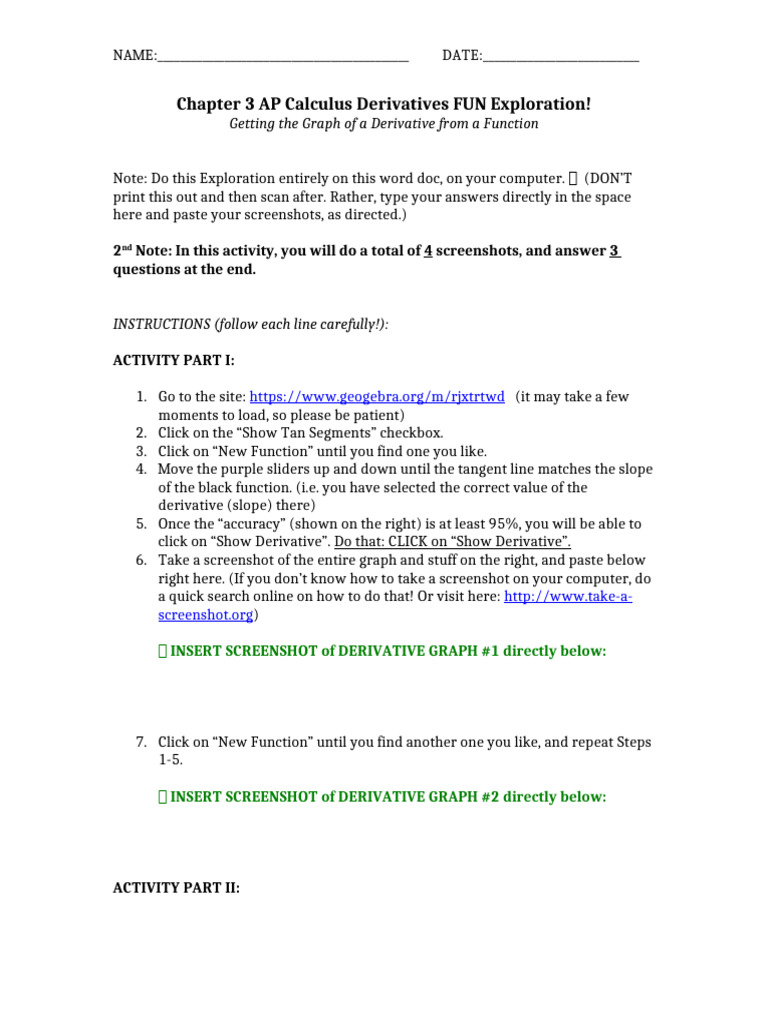 Ch.3 Derivatives Activity | PDF | Derivative | Mathematics