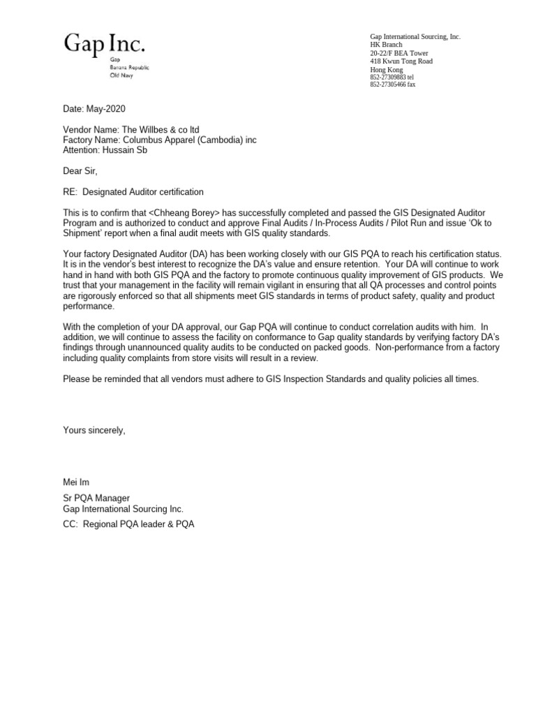 GIS Designated Auditor Certification Notice | PDF