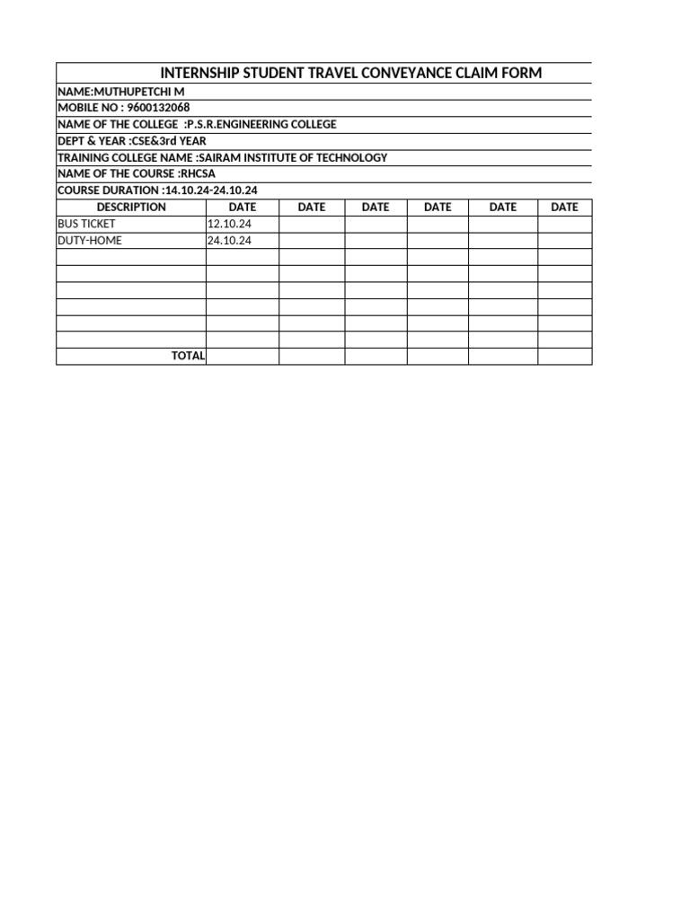 Intern Conveyance Claim Form | PDF