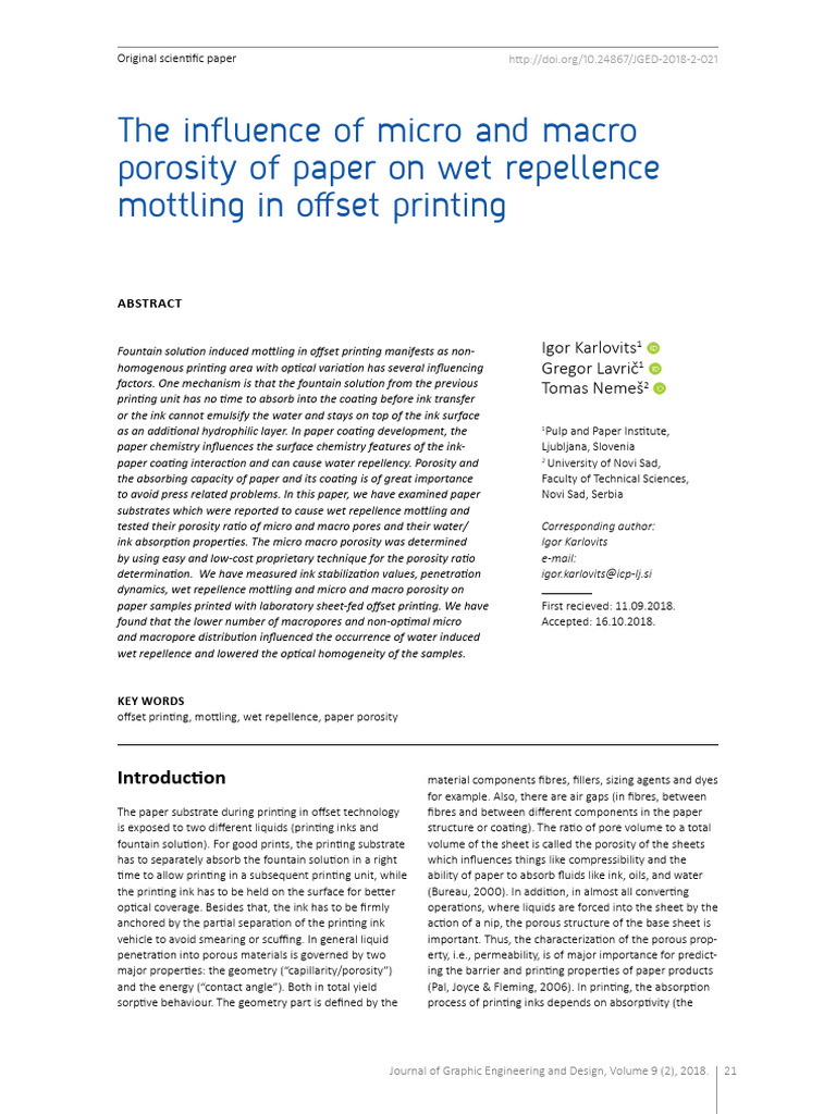 The Influence of Micro and Macro Porosity of Paper | PDF | Porosity ...