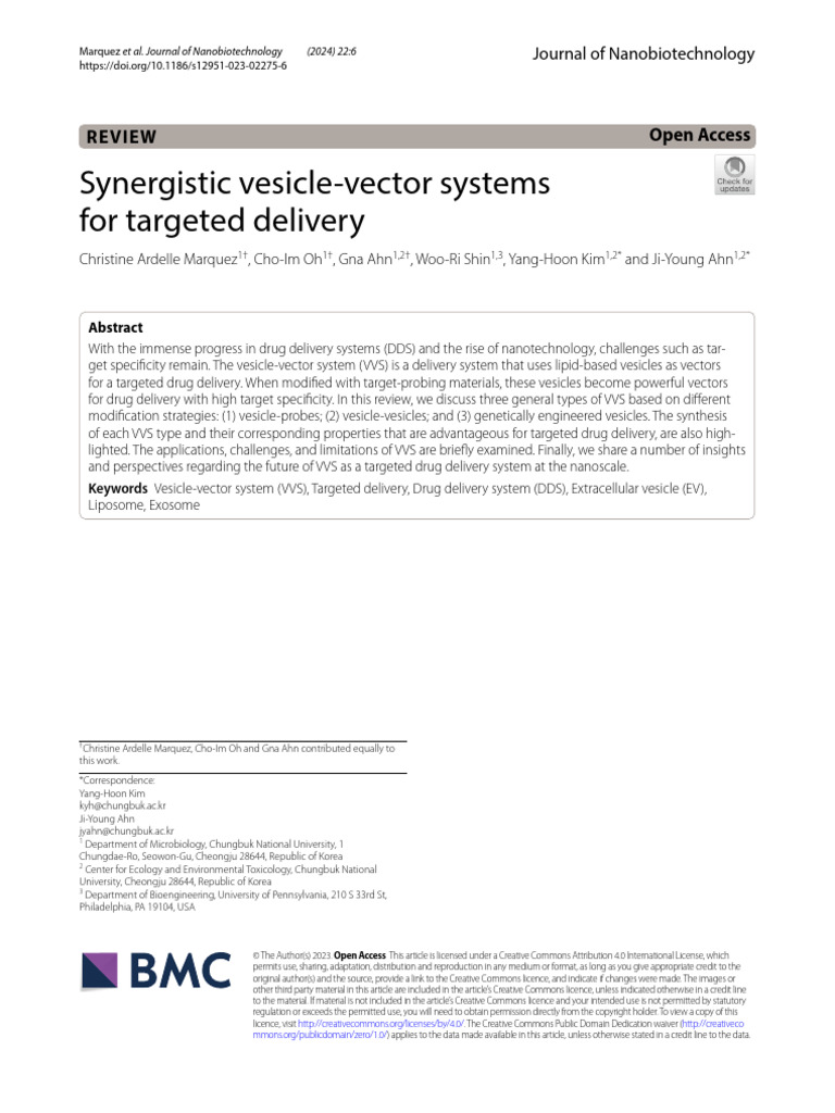 Synergistic Vesicle-Vector Systems For Targeted Delivery: Review Open ...