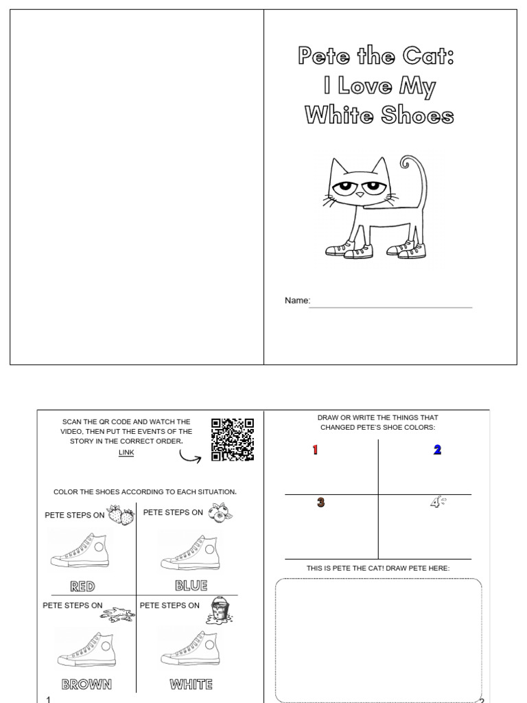 Pete the Cat Shoe Color Activity | PDF