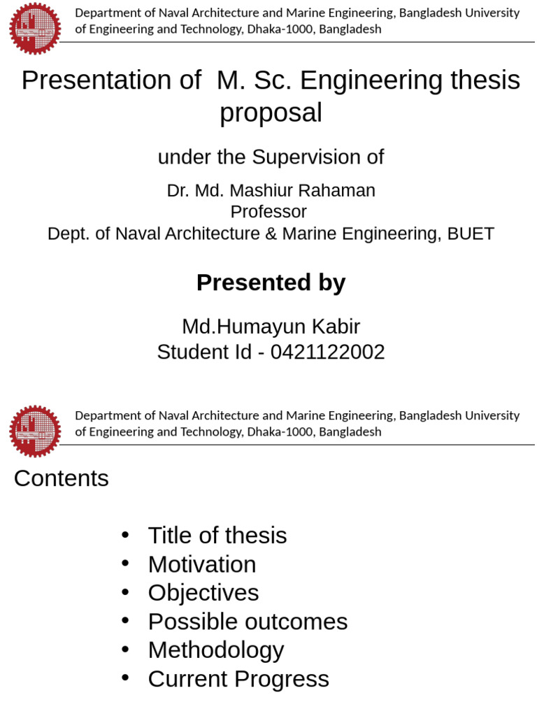 Thesis Presentation Sample | PDF | Naval Architecture | Ships