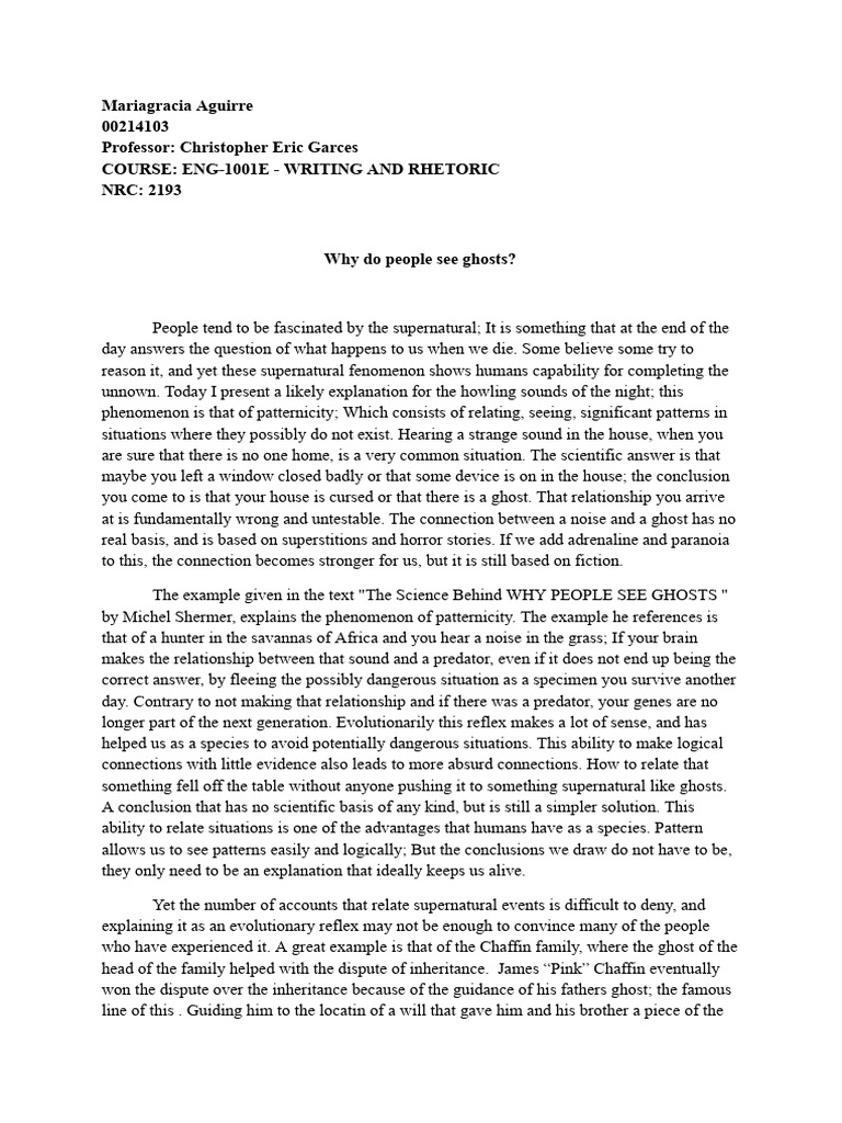 Why Do People See Ghosts | PDF | Mind | Dream