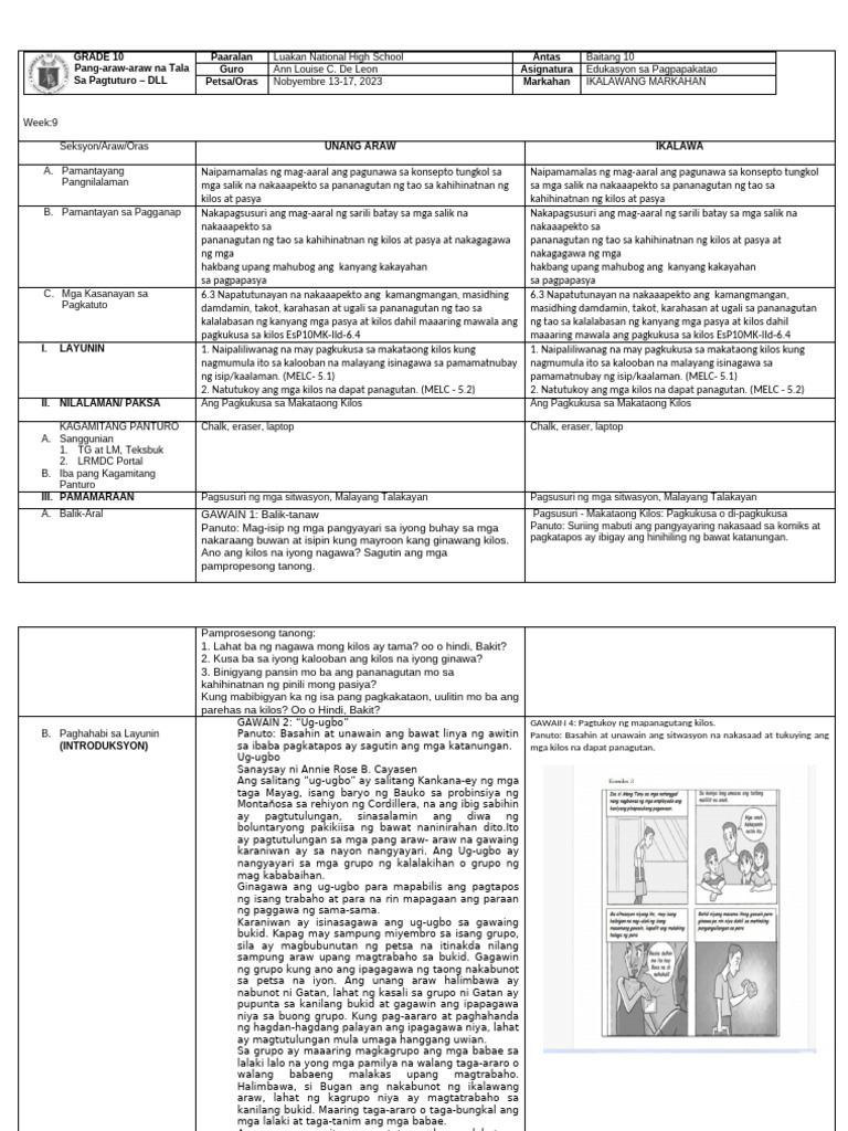 Dll-Module 1-Q2-Week 9 G10-Esp 10 | PDF