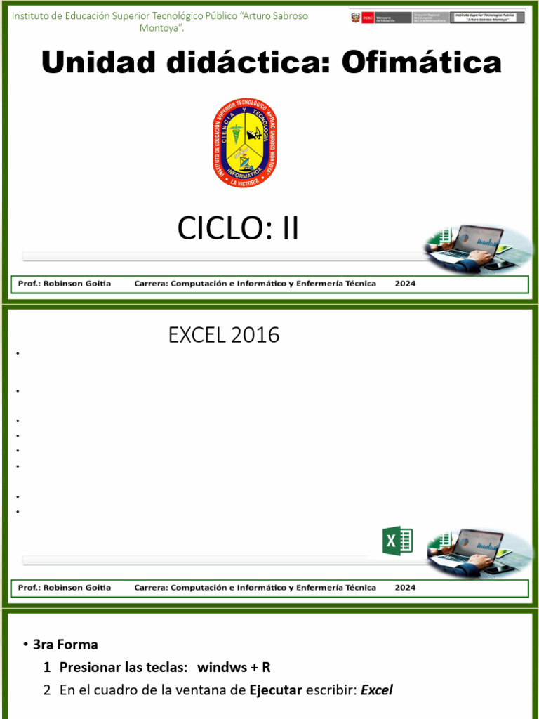 Clase 01 Ofimatica | PDF | Hoja de cálculo | Microsoft Excel