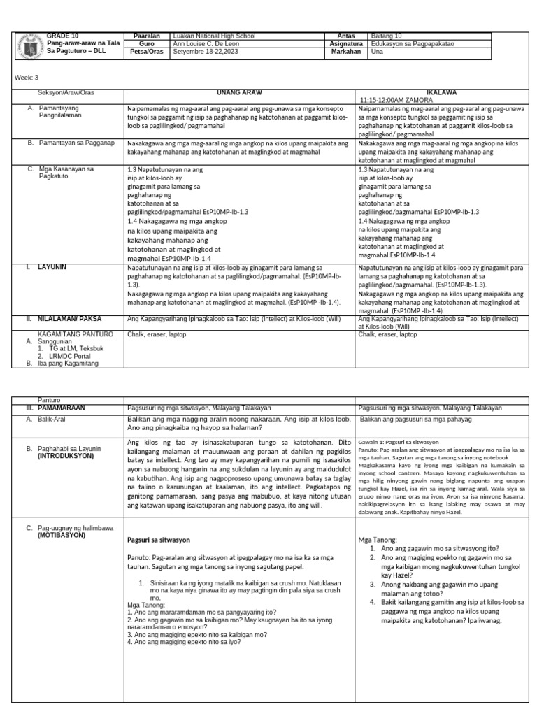 Dll-Module3-Q1-Week 4 G10-Esp 10 | PDF