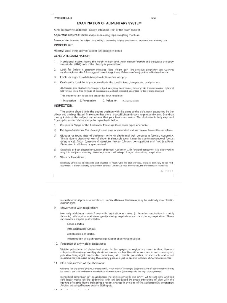 Systemic Examination of Abdomen | PDF