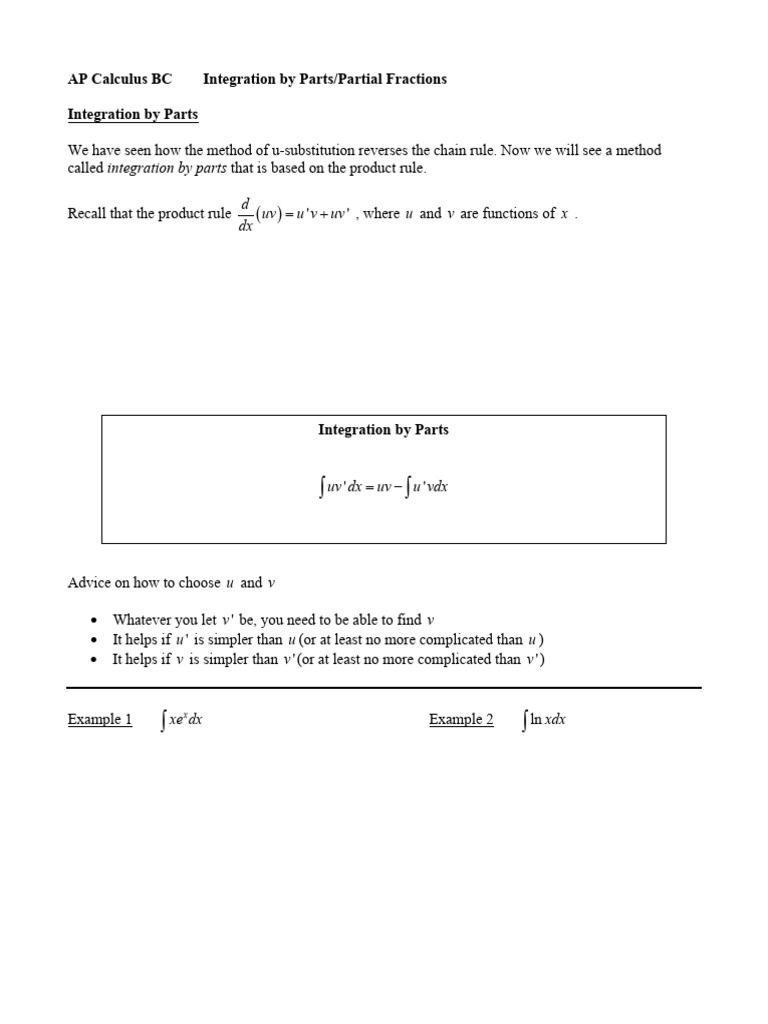 AP Calculus BC: Integration Techniques | PDF | Integral | Curve