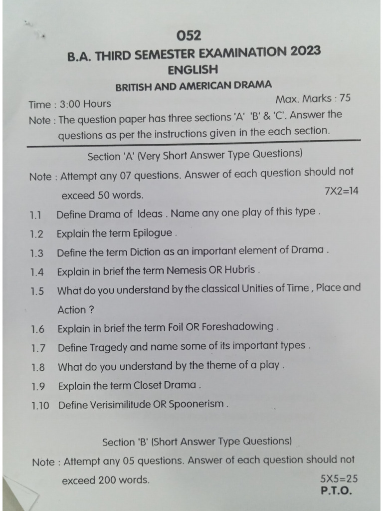 BA III Sem English | PDF