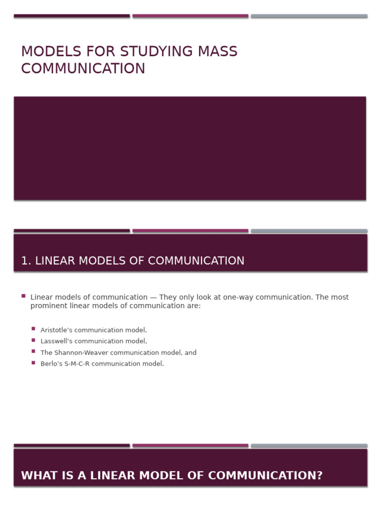 Models For Studying Mass Communication | PDF | Communication | Scientific Theories