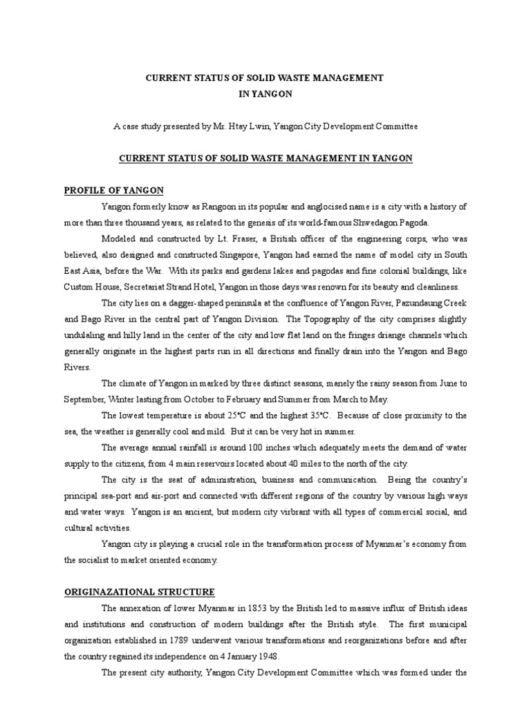 3 Yangon (Paper) | PDF | Waste Management | Municipal Solid Waste