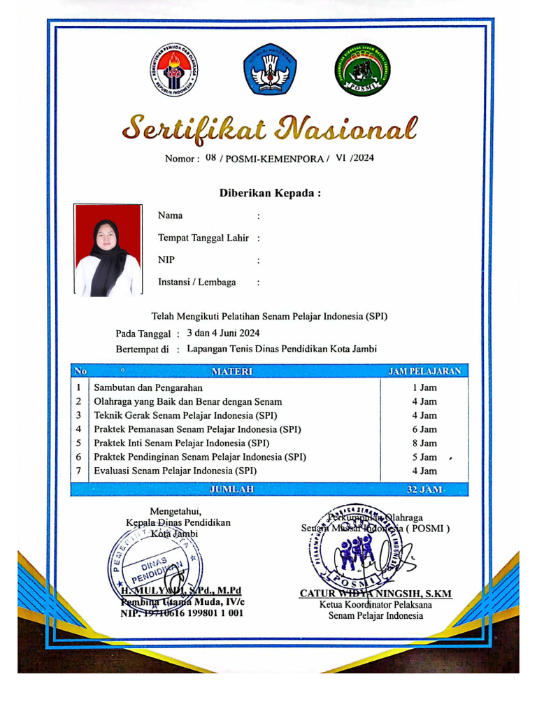 Sartifikat Senam | PDF