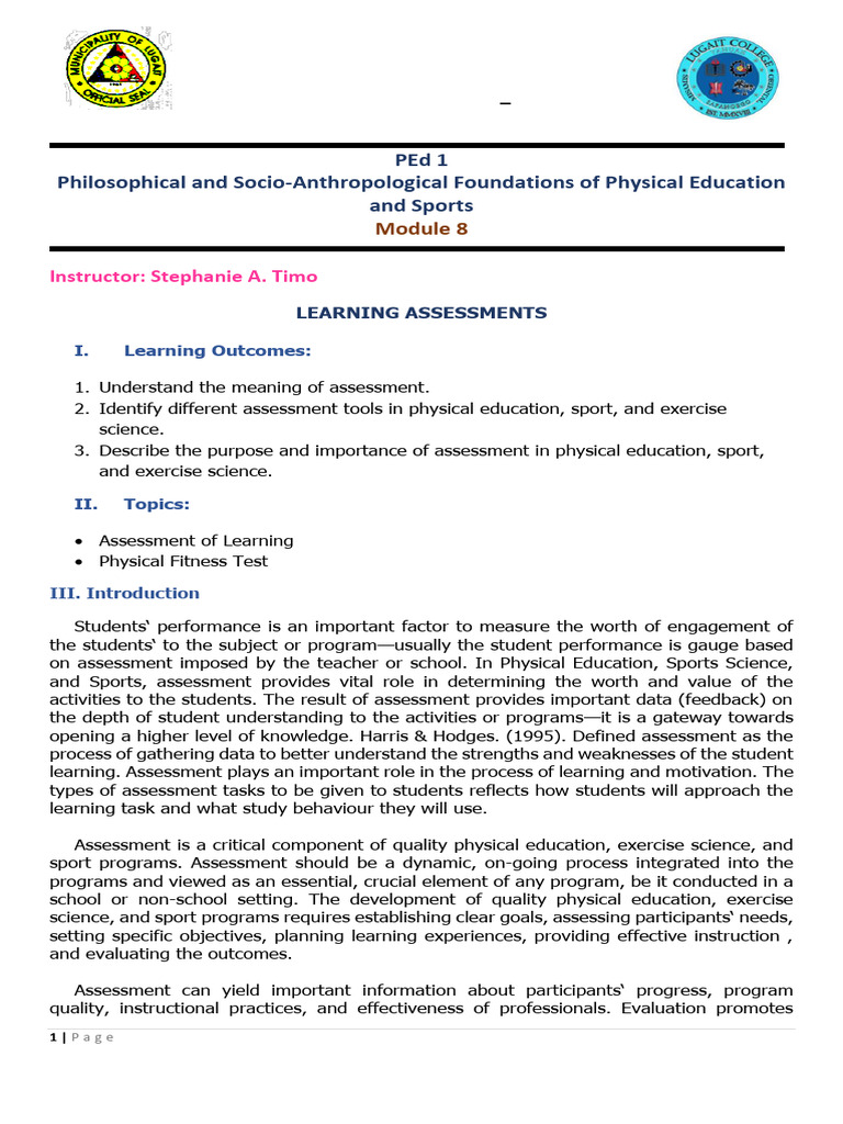 PEd1 Foundations of Physical Education and Sports | PDF | Educational ...