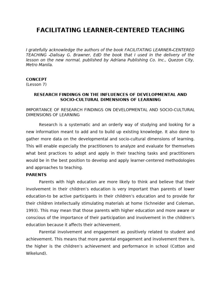 Influences on Learner-Centered Education | PDF | Parenting | Human Development