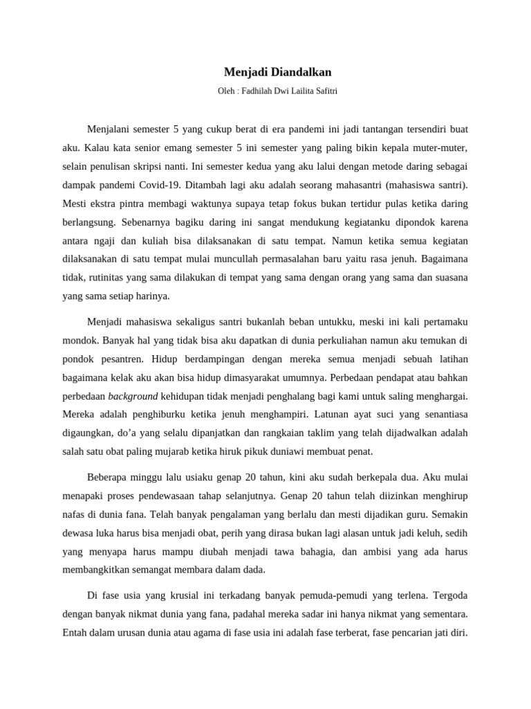 Lomba Menulis Sediksi - Fadhilah Dwi | PDF