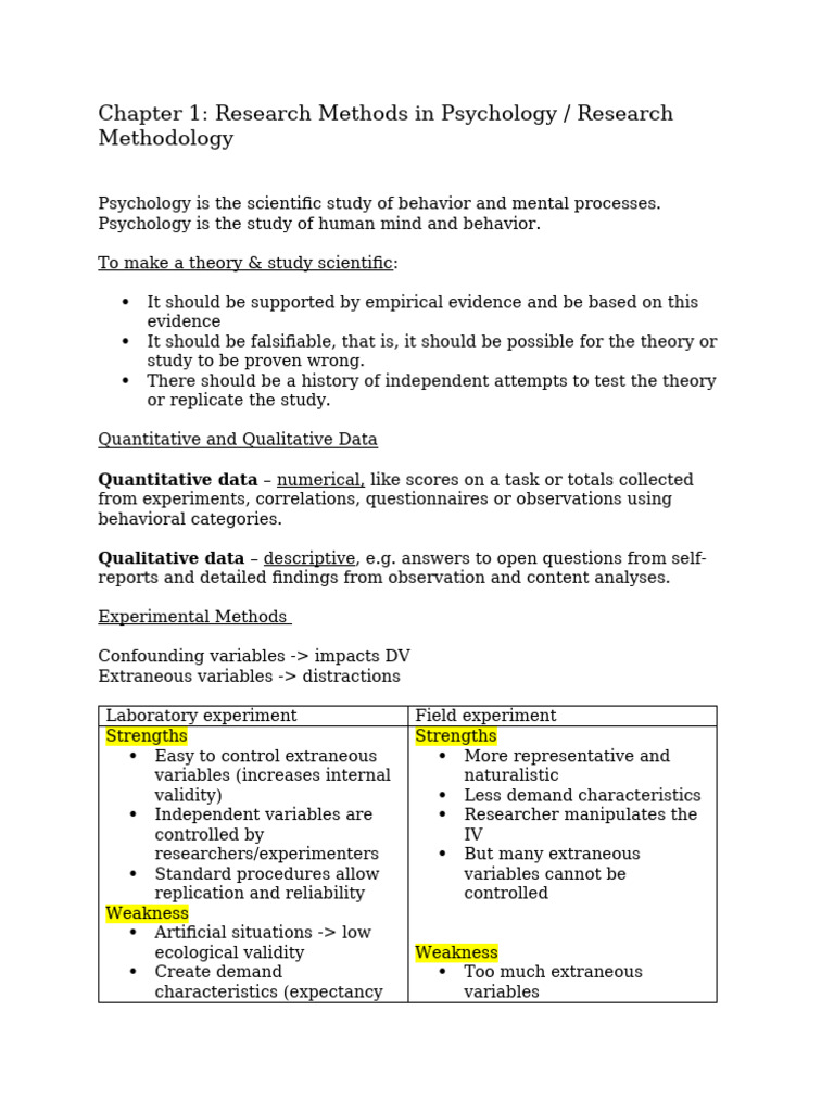 IB Psychology Research Methods | PDF | Validity (Statistics) | Experiment