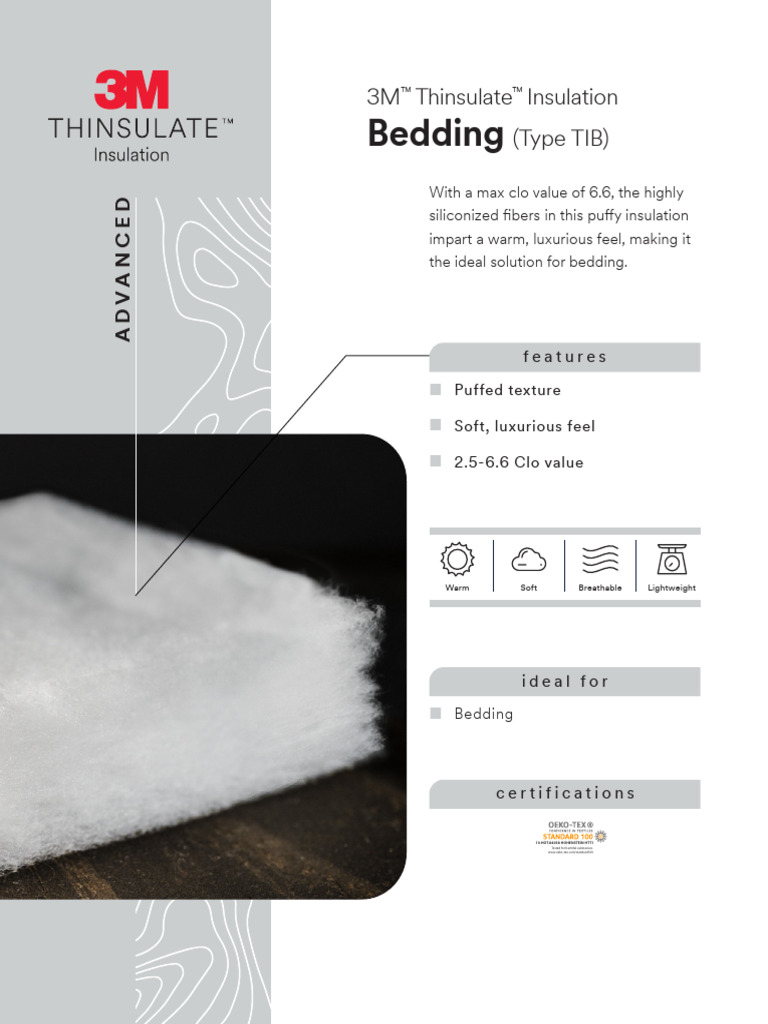 3m Thinsulate Bedding Type Tib | PDF | Thermal Insulation | Materials