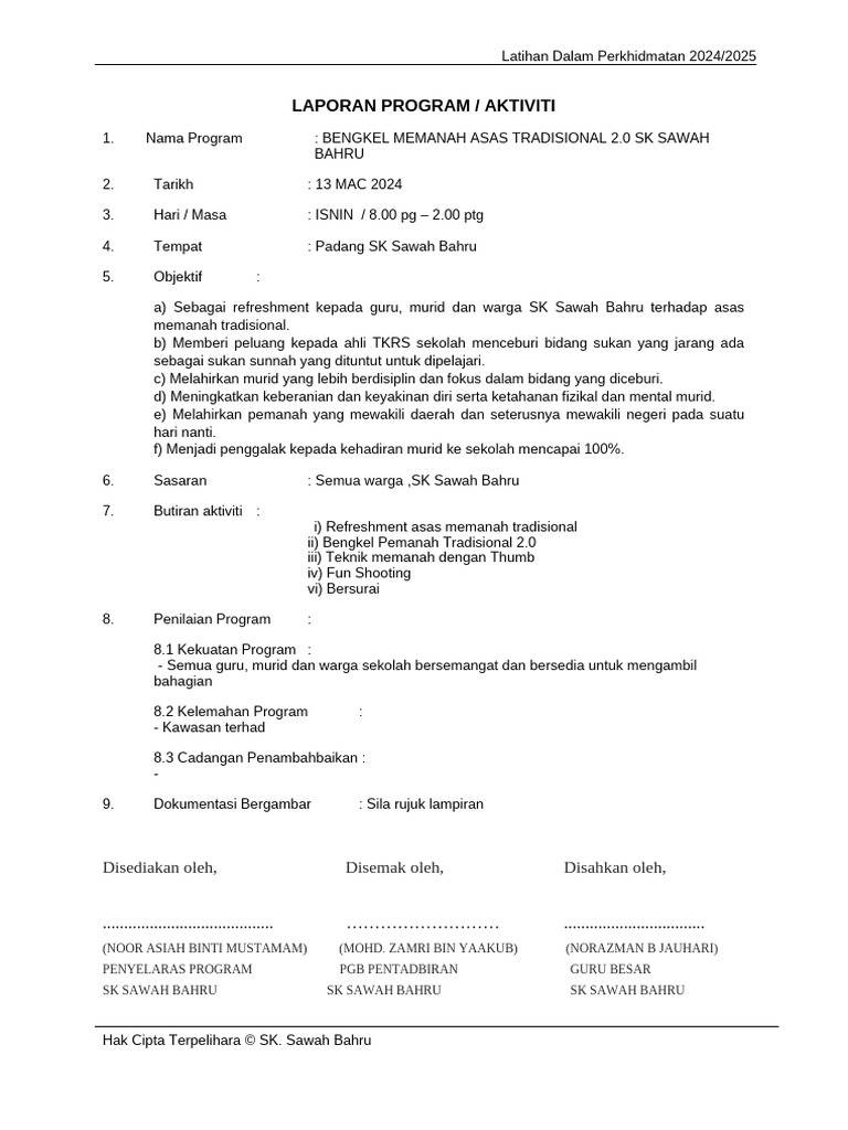 Laporan Bengkel Memanah | PDF