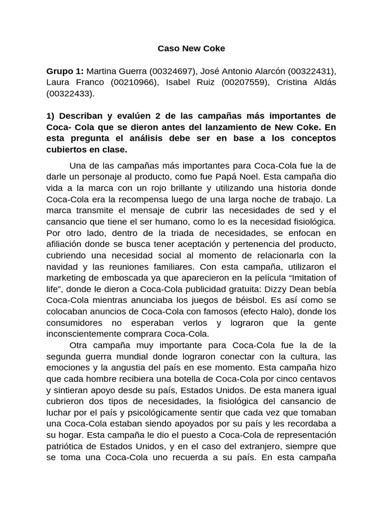 Fracasos del Lanzamiento de New Coke | PDF | Coca Cola | Marca
