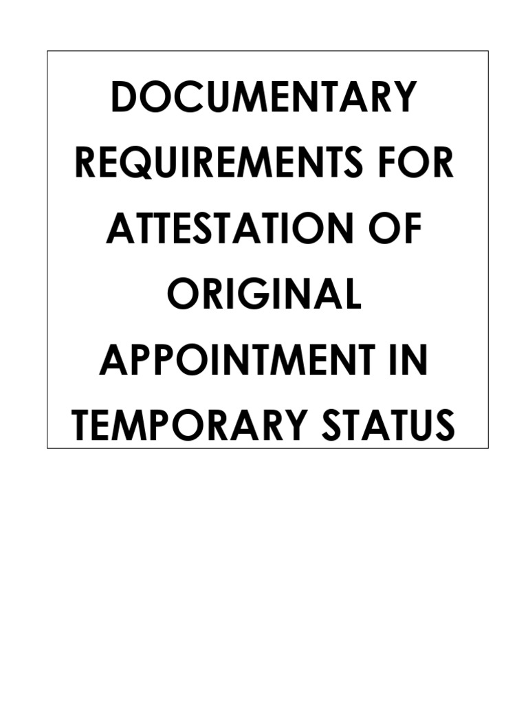 Documentary Requirements For Attestation of Original Appointment in ...