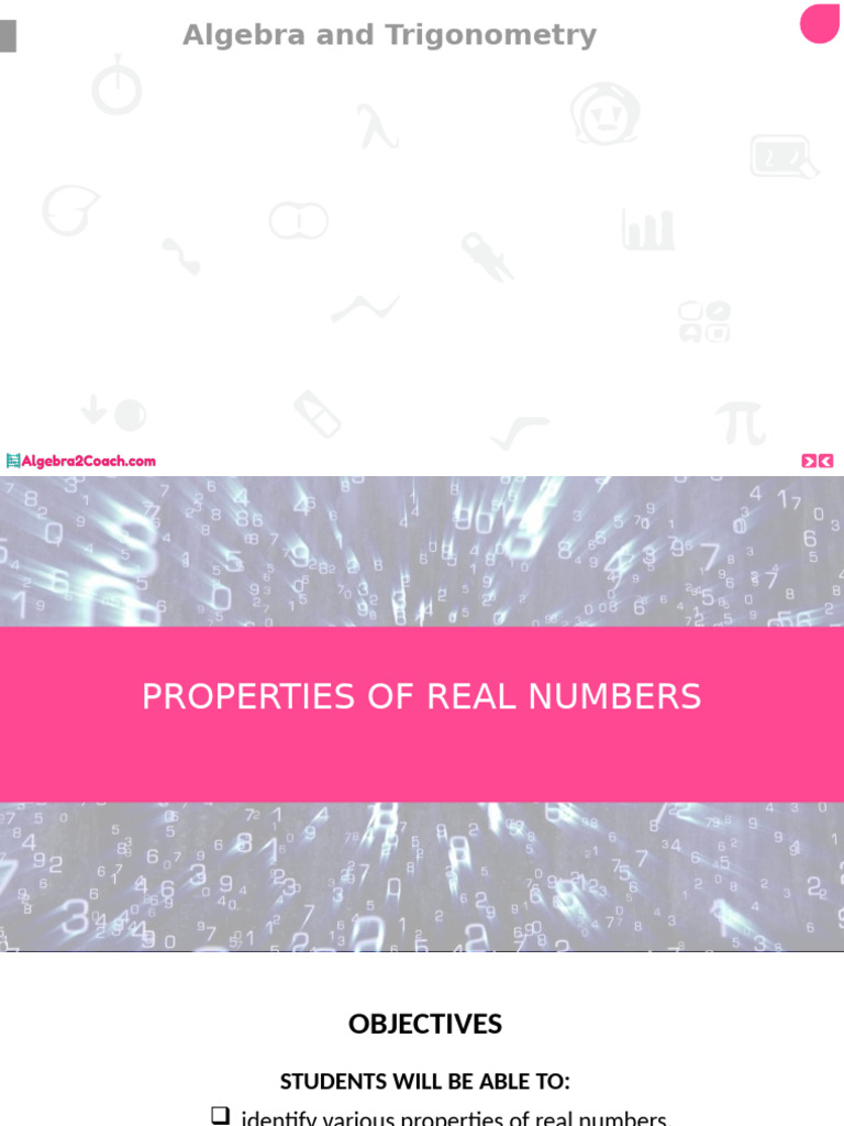 Properties of Real Numbers | PDF | Numbers | Multiplication