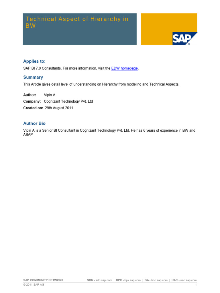 Technical Aspect of Hierarchy in BW | PDF | Databases | Computing