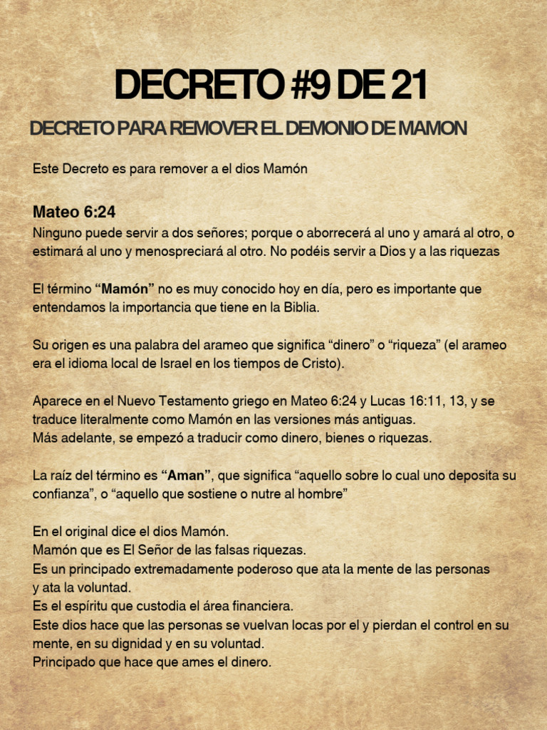 DECRETO #9 Removiendo Al Dios Mamon | PDF | Derecho