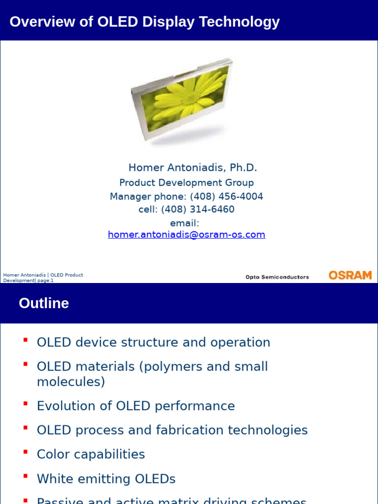 OLED Display Technology Overview | PDF | Oled | Electronics