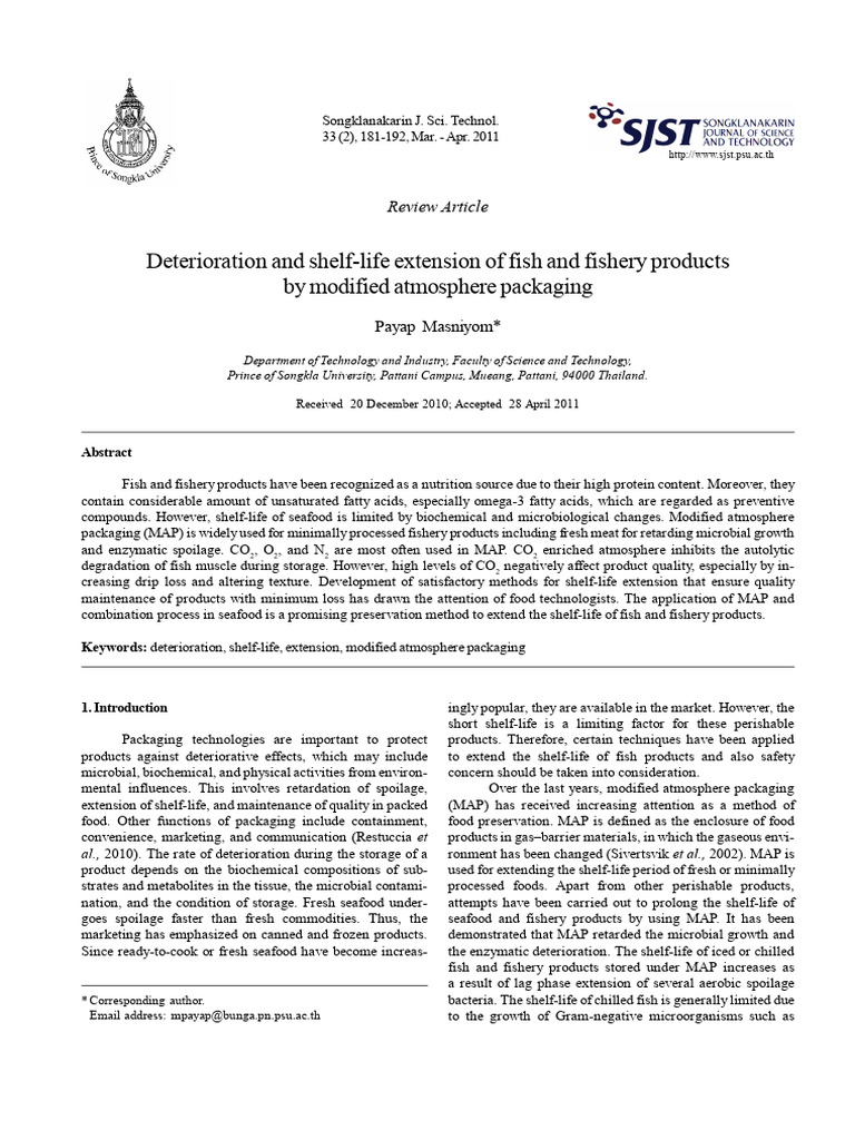 Fish Shelf-Life Extension via MAP | PDF | Carbon Dioxide | Shelf Life