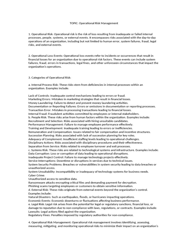 Activity 6. Operational Risk Management | PDF | Internal Audit | Risk ...