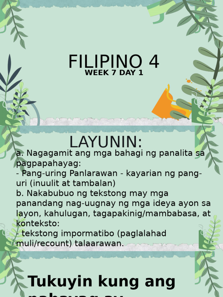 Q2 Filipino 4 Week 7 Day 1 | PDF