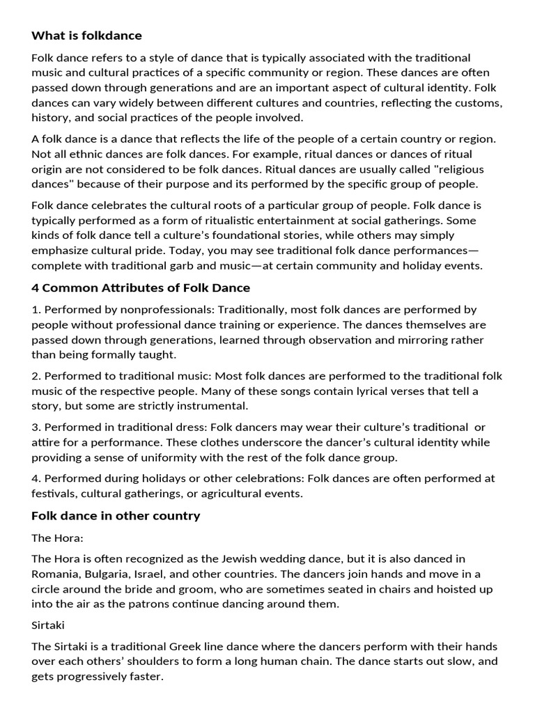 Understanding Folk Dance Traditions | PDF | Dances | Folk Music