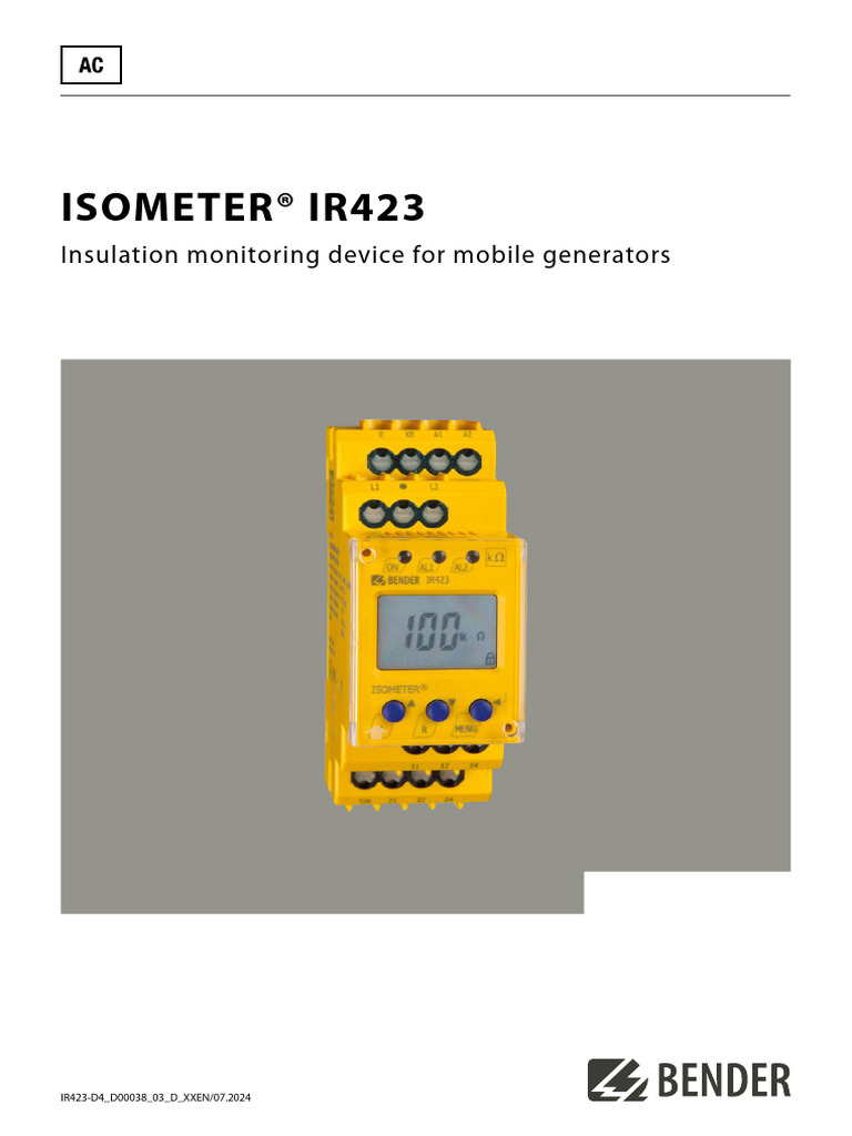 Isometer® Ir423: Insulation Monitoring Device For Mobile Generators ...