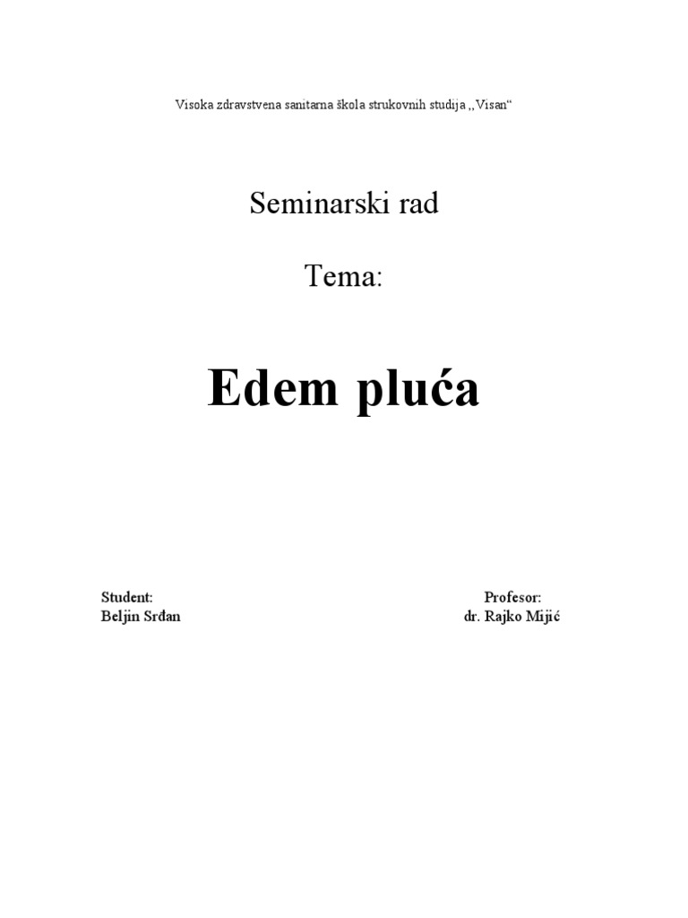 Akutni Edem Pluća | PDF