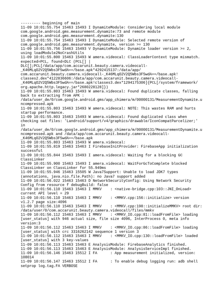 Com - Accarunit.beauty - Camera.videocall Logcat | PDF | Java (Programming Language) | Computer ...