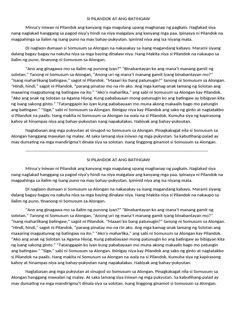 Si Pilandok at Ang Batingaw | PDF