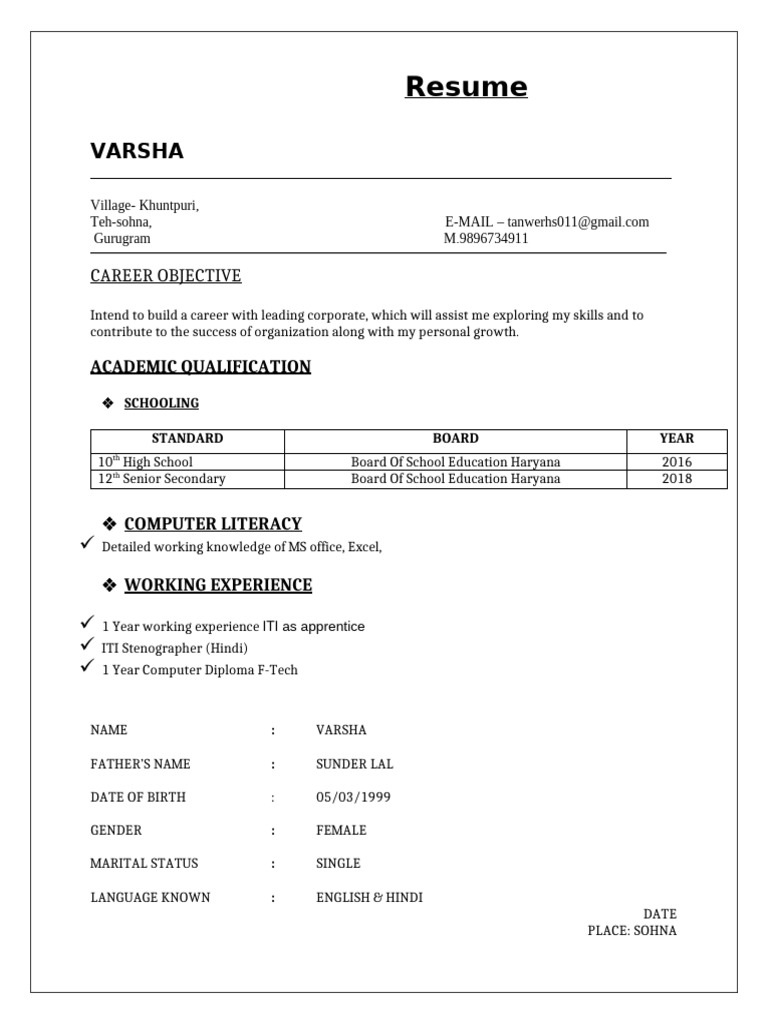 Resume: Varsha | PDF